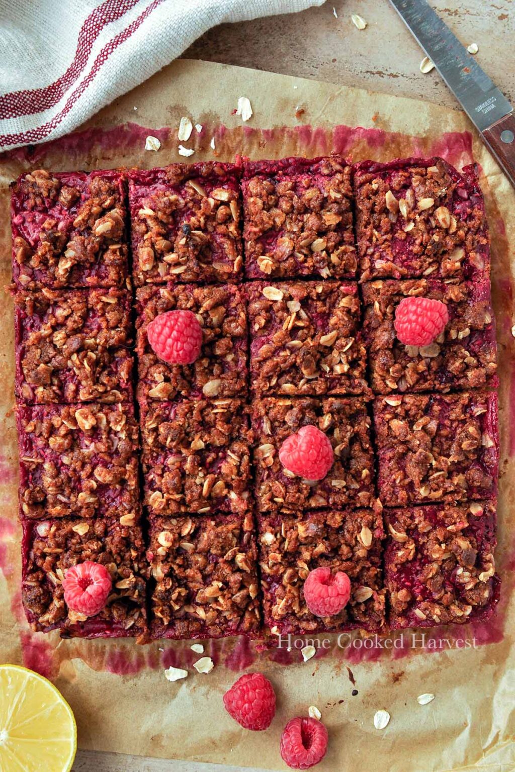 Healthy Raspberry Oatmeal Bars - Home Cooked Harvest