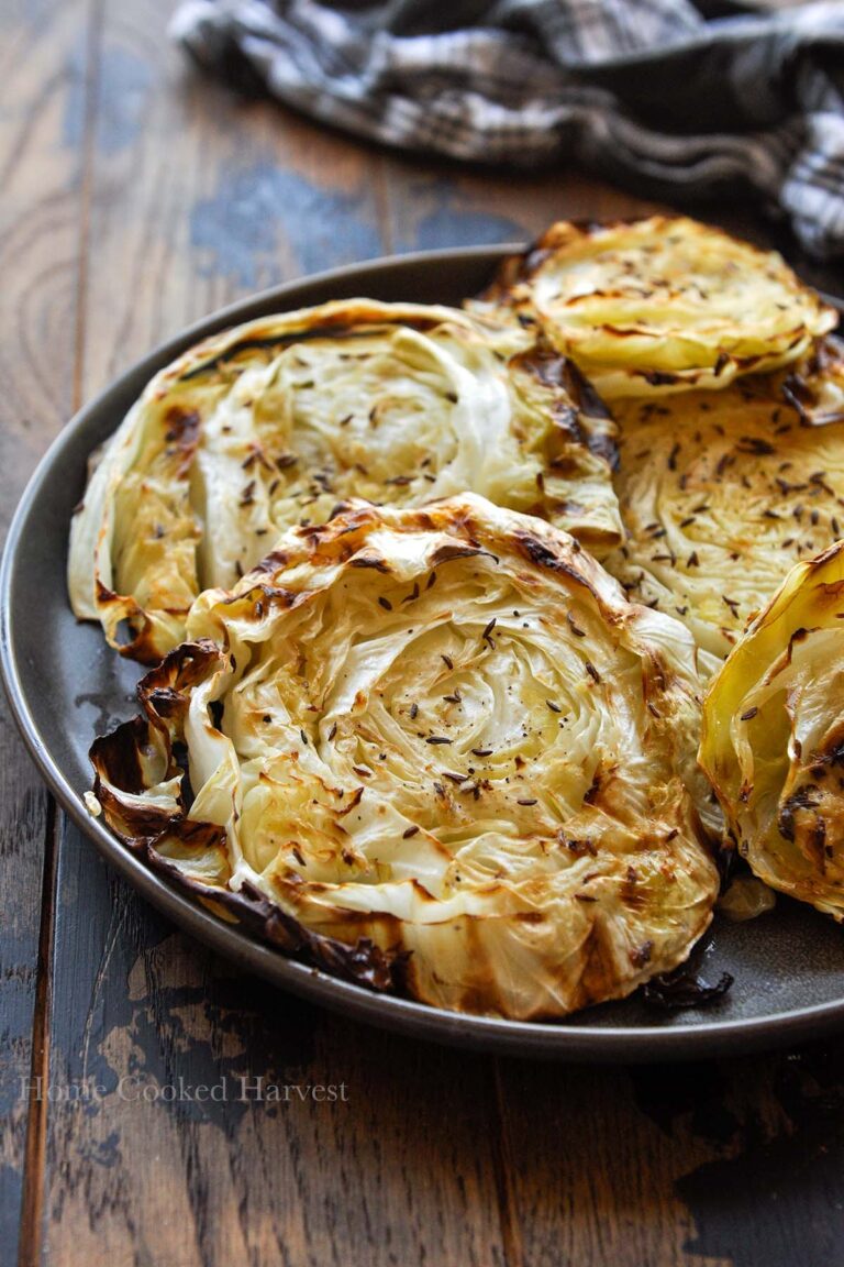 Garlic Roasted Cabbage Steaks - Home Cooked Harvest