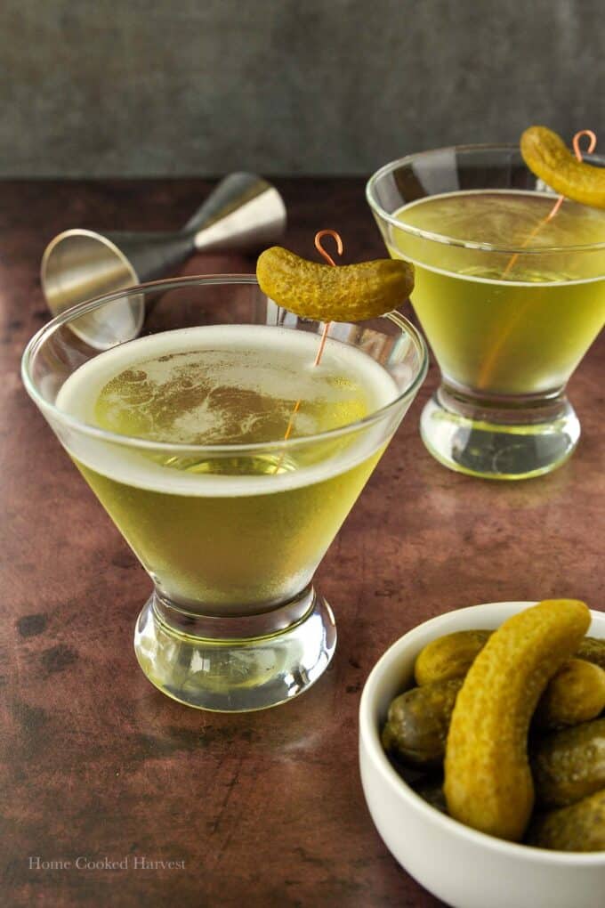 Dill Pickle Juice Martini {Pickletini} - Home Cooked Harvest