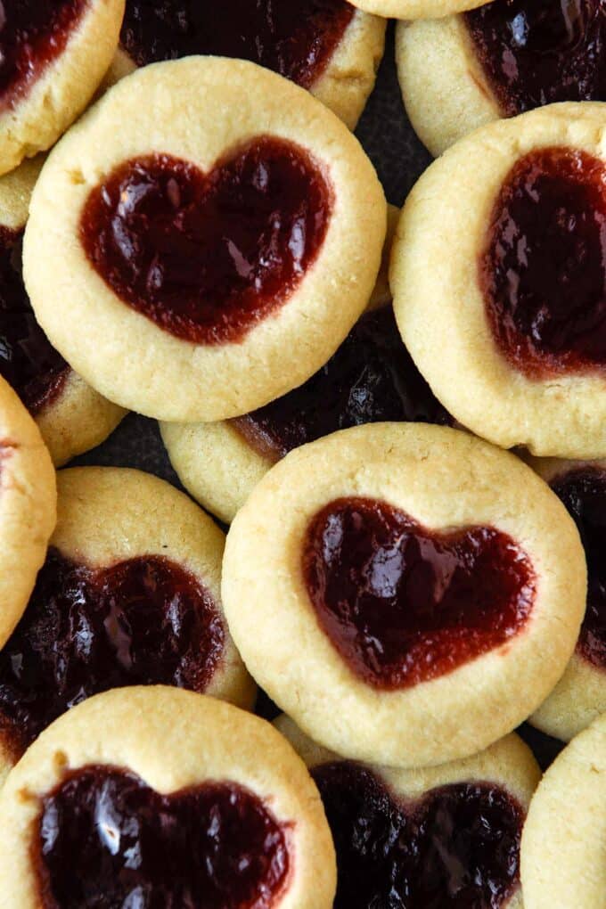 Raspberry Jam Thumbprint Heart Cookies - Home Cooked Harvest