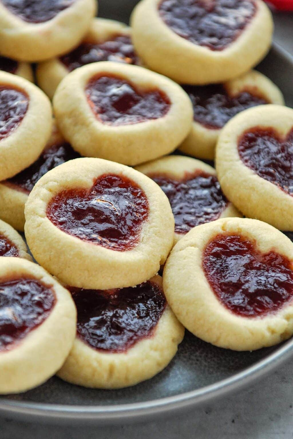 Raspberry Jam Thumbprint Heart Cookies - Home Cooked Harvest